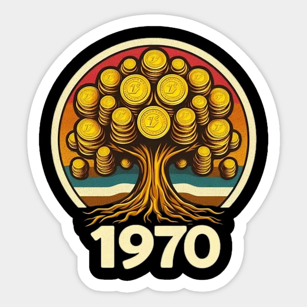 1970 GOLD COINS - 1970 Vintage - Sticker | TeePublic